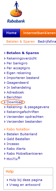 Kies "Rabobank (= ERI / MUT.ASC)" en klik op "Ga verder".